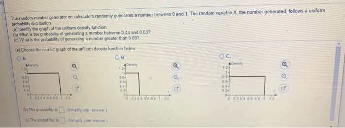 Solved The random-number generator on calculators randomly | Chegg.com