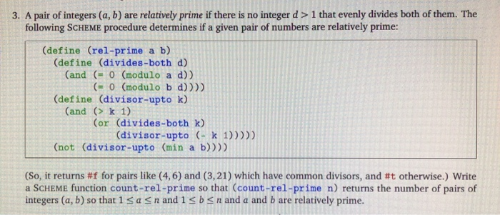 Solved 3. A pair of integers (a, b) are relatively prime if | Chegg.com