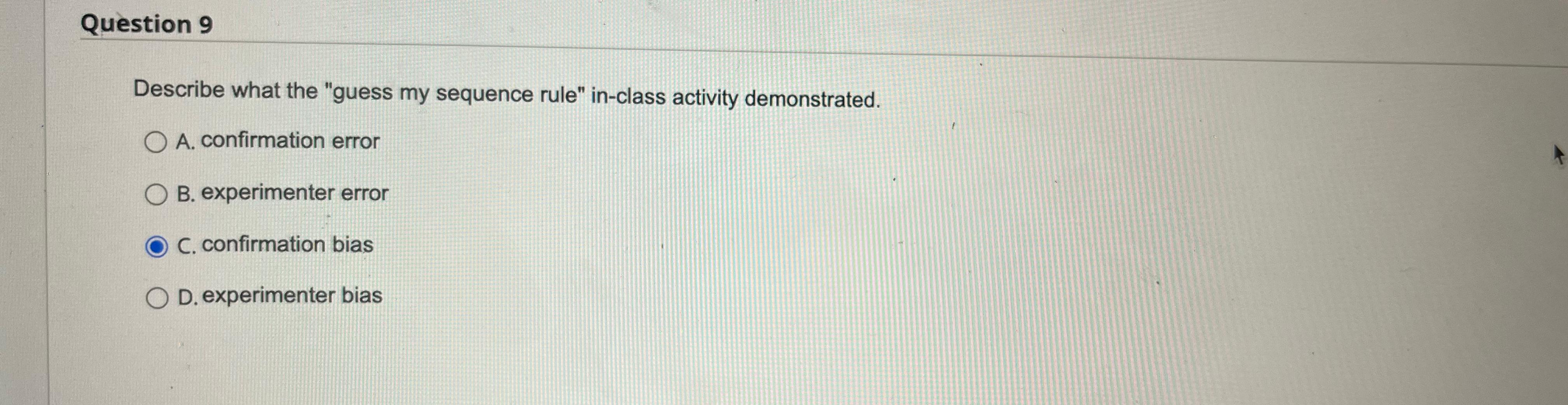 Solved Question 9Describe what the "guess my sequence rule" | Chegg.com