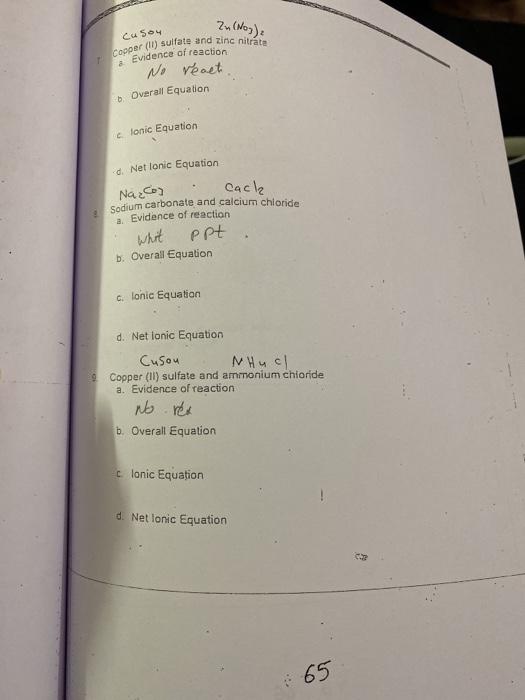 Solved ing each that Experiment Nallonic Equens REPORT FORM | Chegg.com