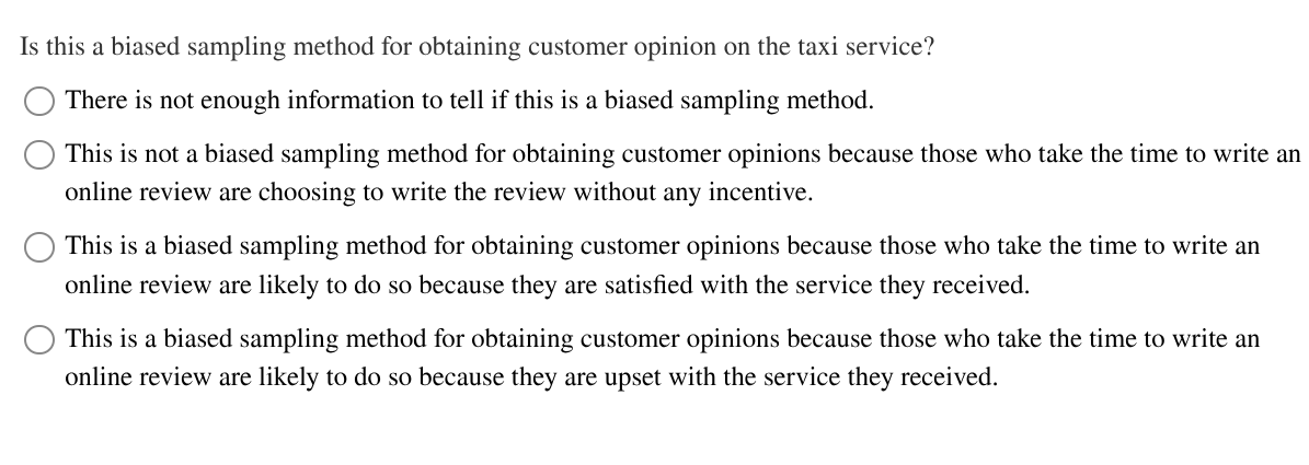 Solved Is this a biased sampling method for obtaining | Chegg.com