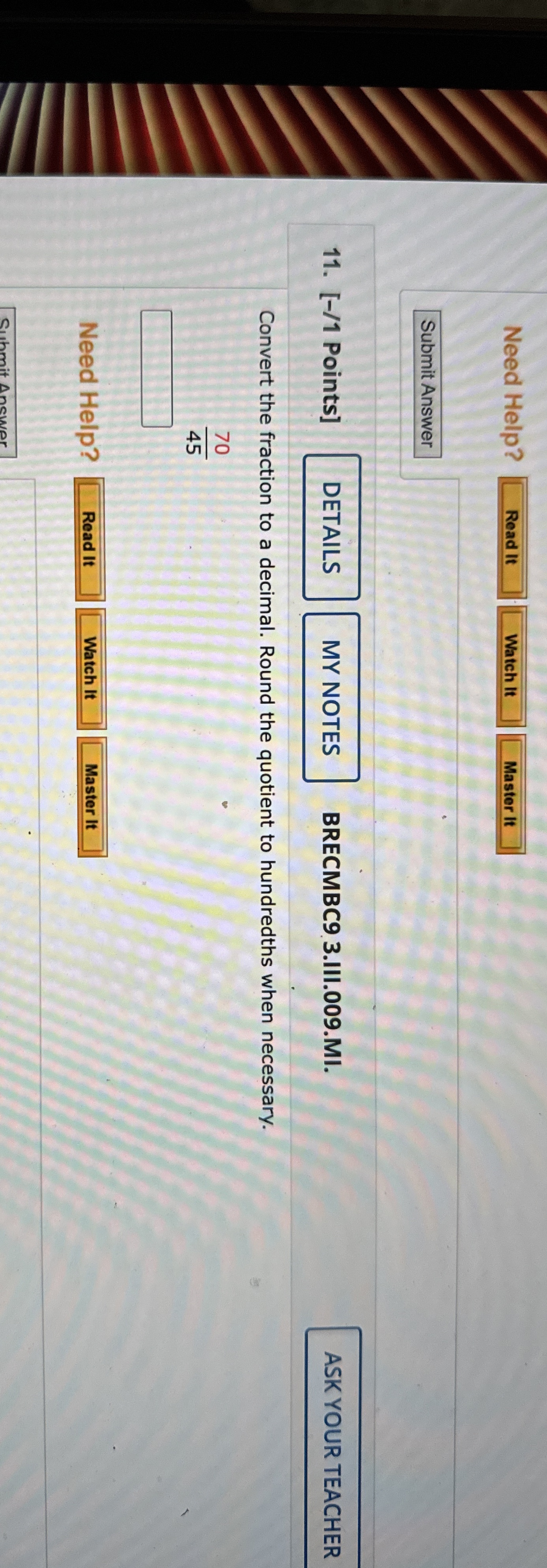 Solved Need Help?Read ItWatch itMaster ItSubmit Answer11. | Chegg.com