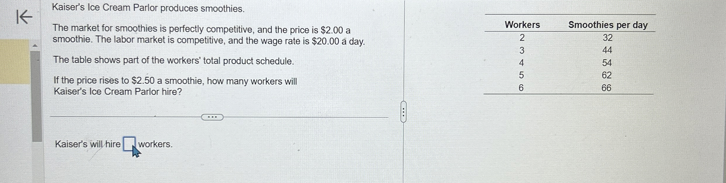 Solved Kaiser's Ice Cream Parlor produces smoothies.The | Chegg.com
