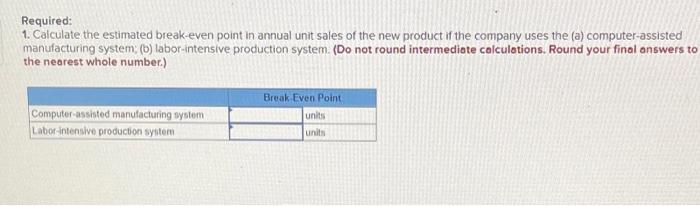 Solved Problem 7-44 Break-Even Analysis; Operating Leverage; | Chegg.com