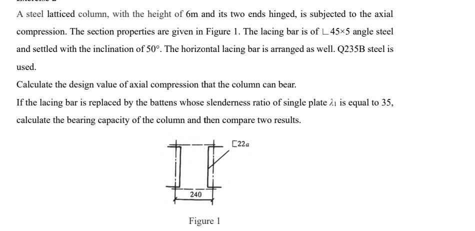 A steel latticed column, with the height of 6 m and | Chegg.com