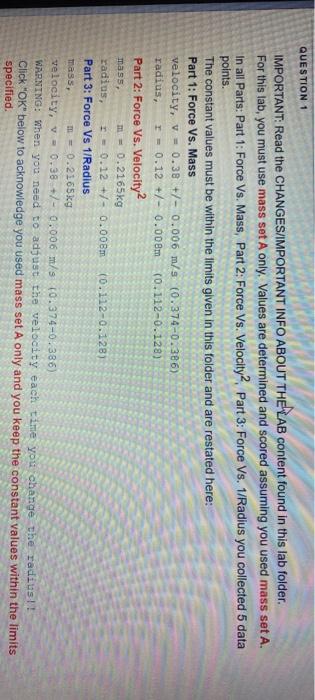 Part 1 Force Vs Mass Calculate The Percent