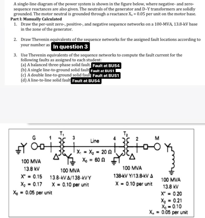 Solved A single-line diagram of the power system is shown in | Chegg.com