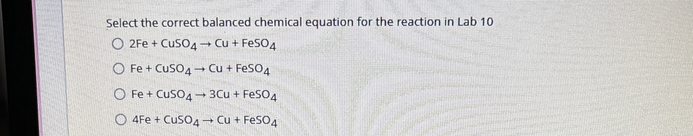 Solved Select the correct balanced chemical equation for the | Chegg.com