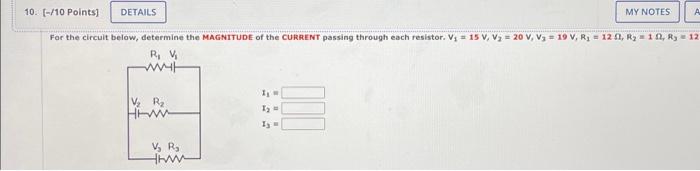 Solved For the circuit below, determine the current passing | Chegg.com