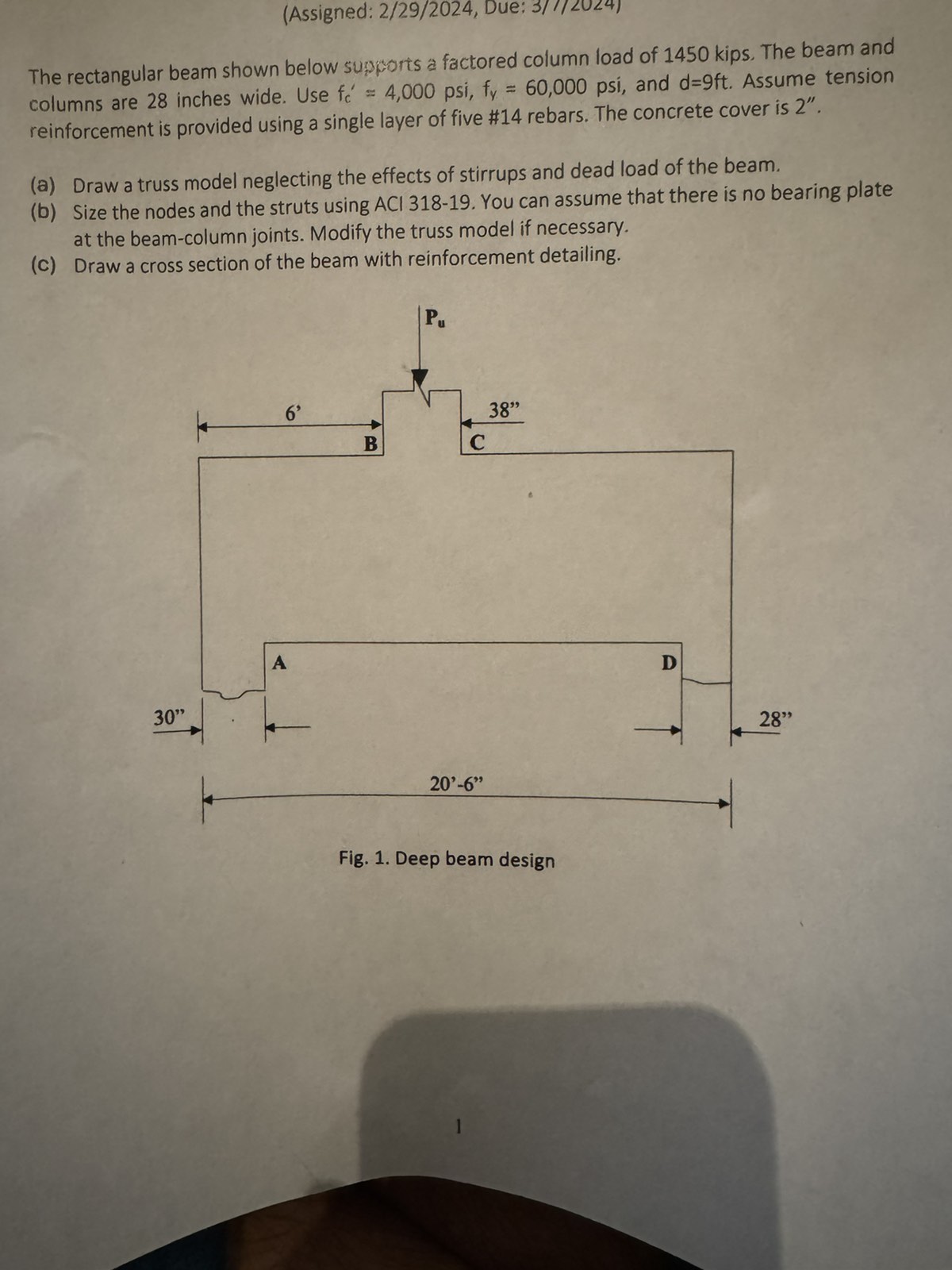 Solved The rectangular beam shown below supports a factored | Chegg.com