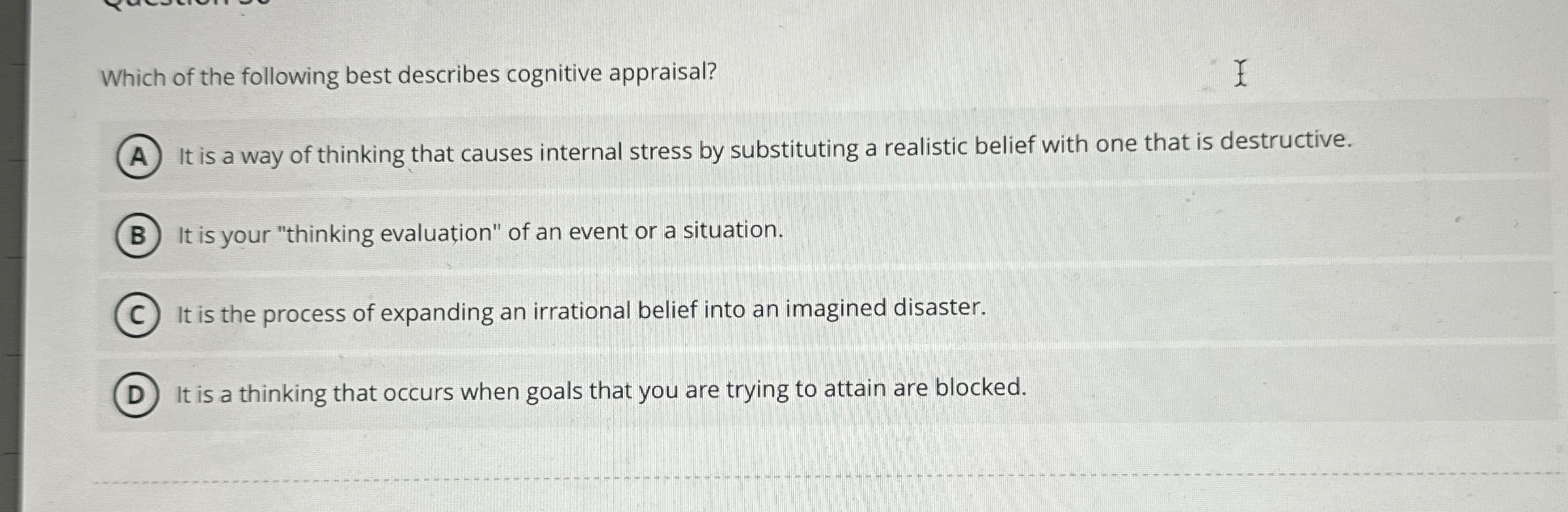 Solved Which of the following best describes cognitive | Chegg.com