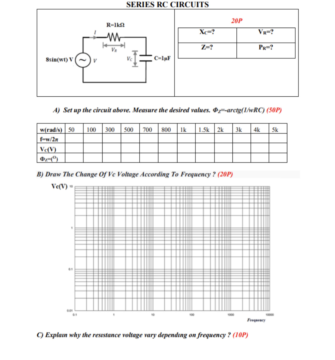 Solved A) ﻿Set up the circuit above. Measure the desired | Chegg.com