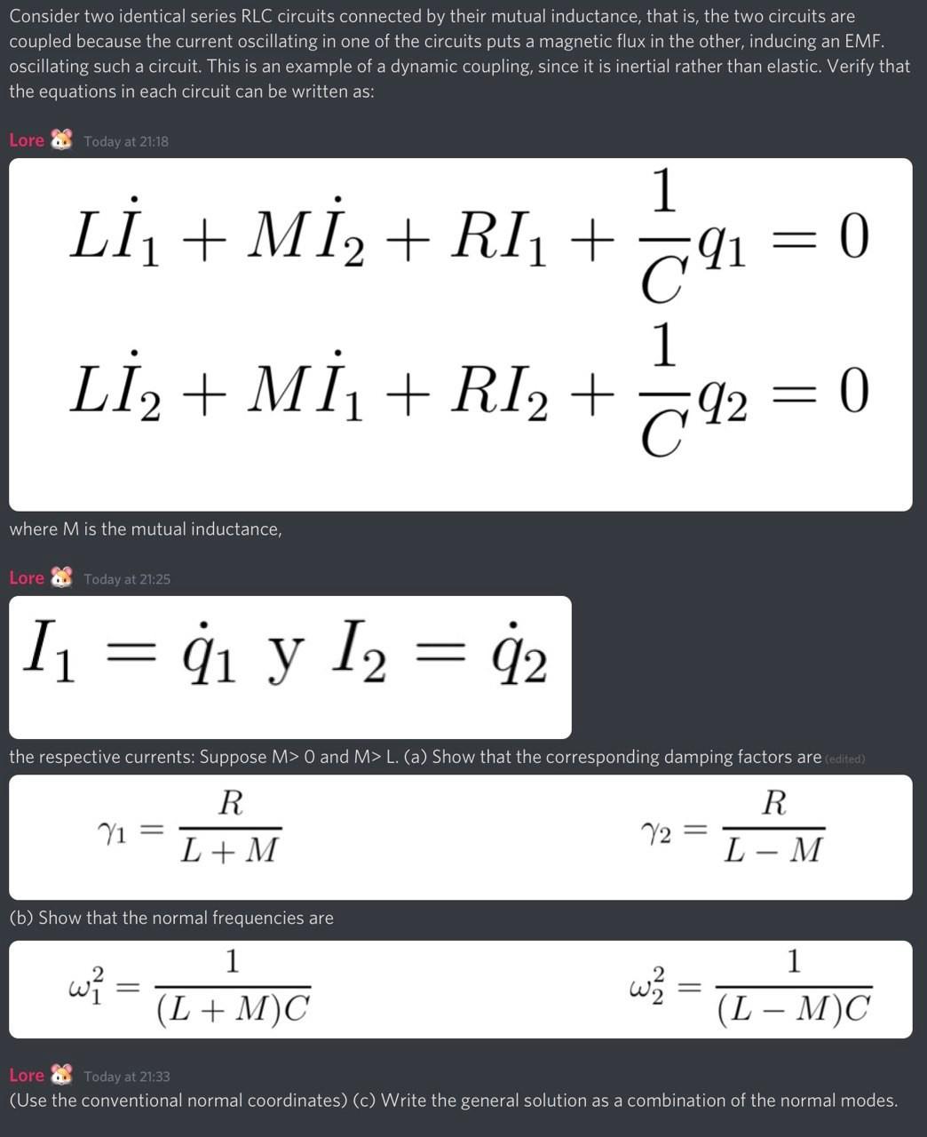 Solved Consider two identical series RLC circuits connected | Chegg.com