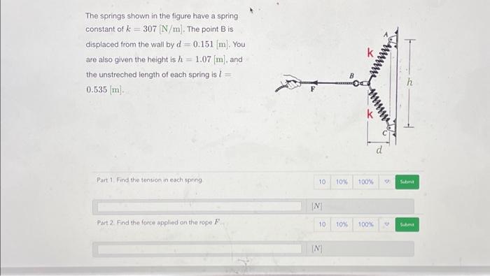 Solved The springs shown in the figure have a spring | Chegg.com