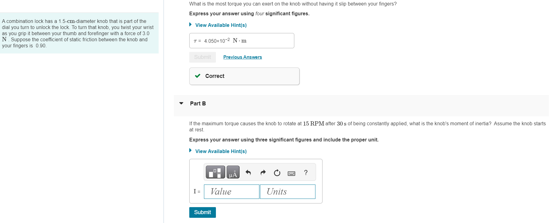 Solved What is the most torque you can exert on the knob | Chegg.com