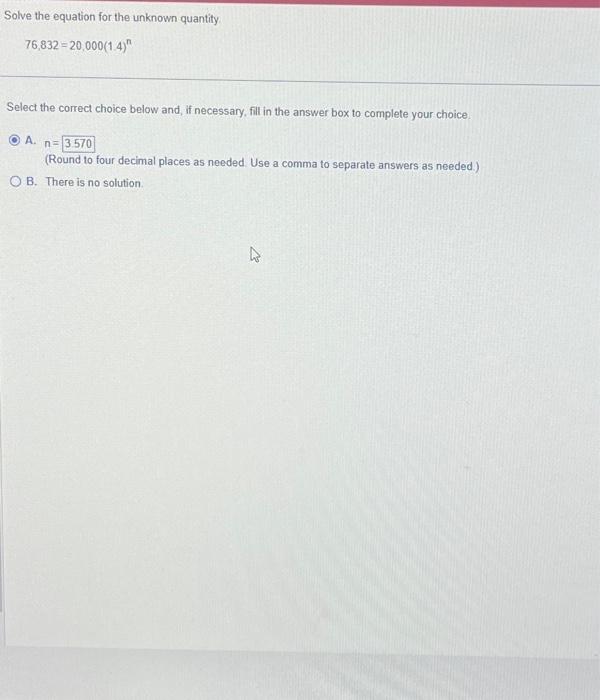 Solved Solve the equation for the unknown quantity | Chegg.com