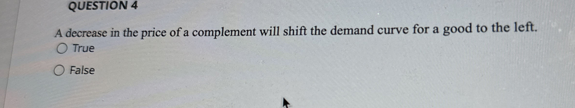Solved QUESTION 4A decrease in the price of a complement | Chegg.com