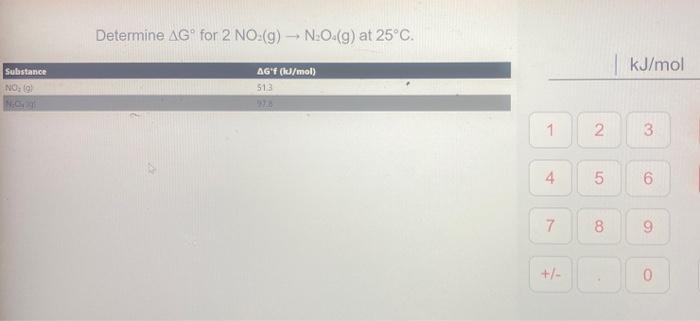 Solved Determine ΔG∘ for 2NO2( g)→N2O2( g) at 25∘C. | Chegg.com