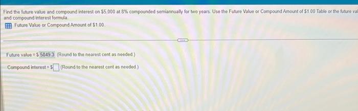Solved Find the future value and cornpound interest on | Chegg.com