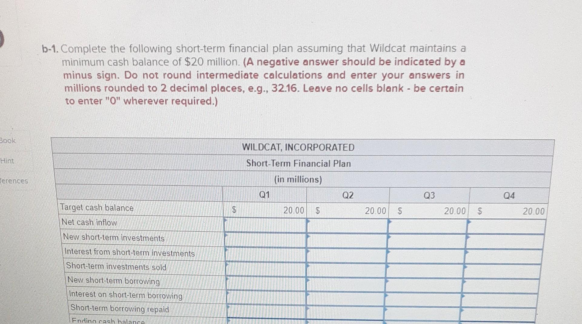 a-1. Assume that Wildcat can borrow any needed funds | Chegg.com