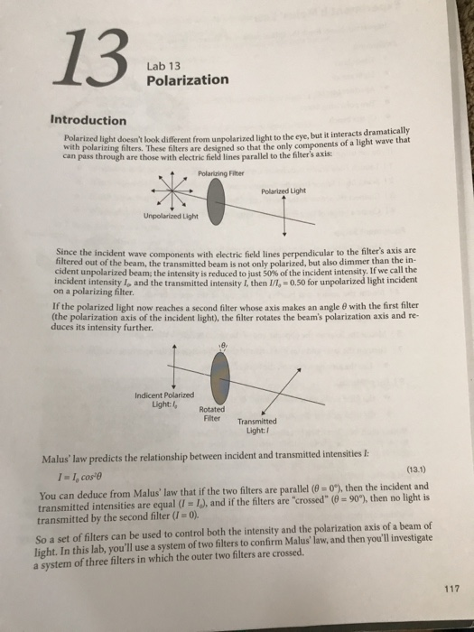 Solved Experiment I: Malus' Law Questions The orientation of | Chegg.com
