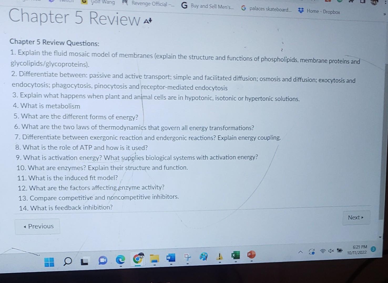 Solved Chapter 5 Review Questions: 1. Explain the fluid | Chegg.com