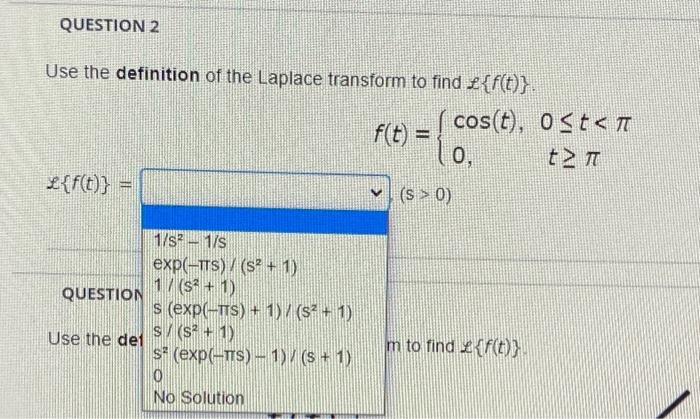 Solved Use the definition of the Laplace transform to find | Chegg.com