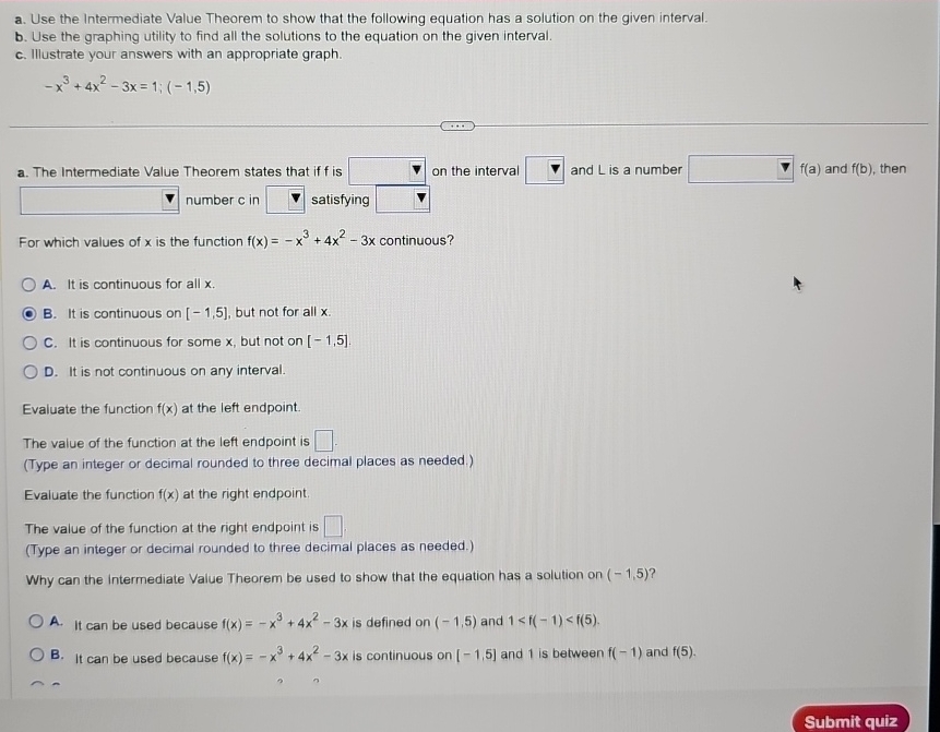 Solved a. ﻿Use the Intermediate Value Theorem to show that | Chegg.com
