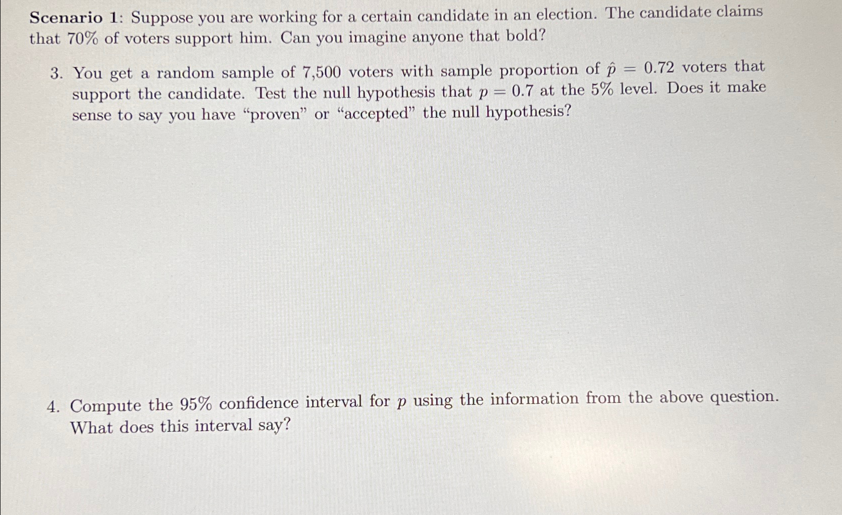 Solved Scenario 1: Suppose you are working for a certain | Chegg.com