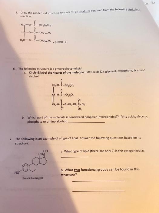 Solved 5. Draw the condensed structural formula for all | Chegg.com