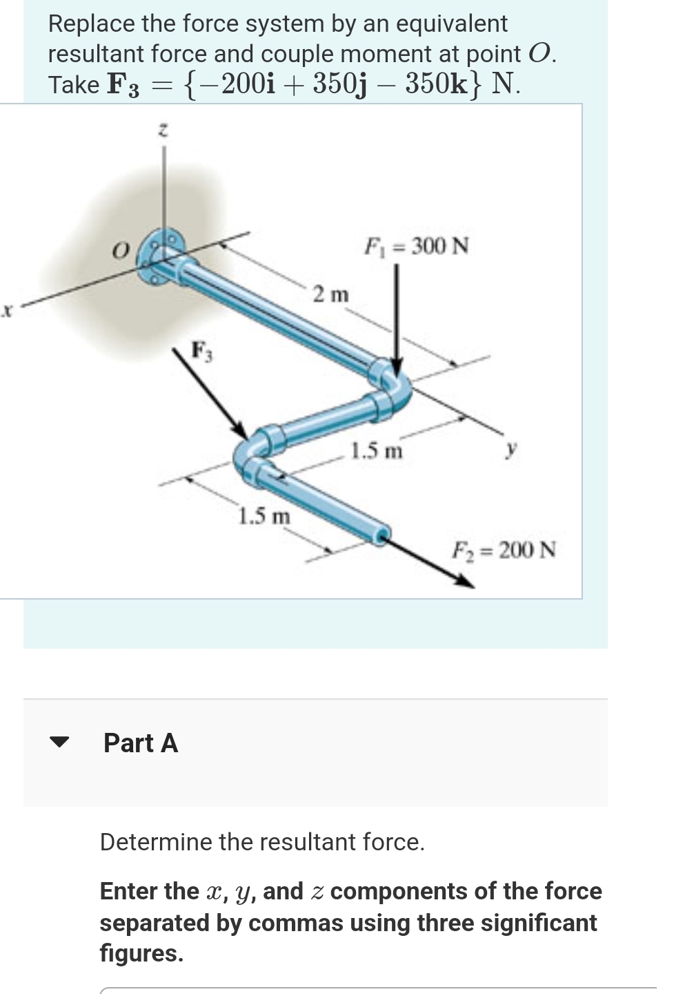 Solved Replace the force system by an equivalent resultant | Chegg.com