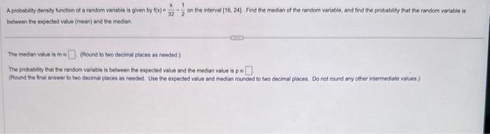 Solved A probablity denely function of a random variable is | Chegg.com
