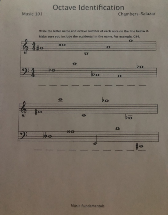 Octave Identification Chambers-Salazar Music 101 | Chegg.com