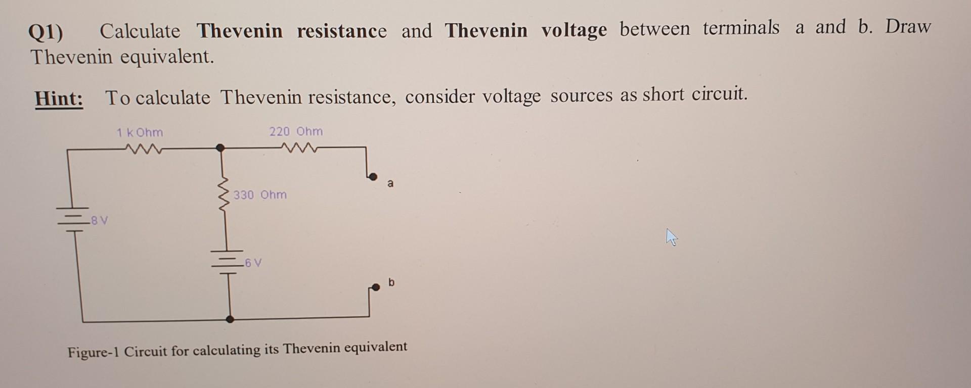 Solved Q1) Calculate Thevenin resistance and Thevenin | Chegg.com