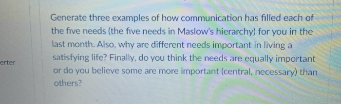 Solved Generate three examples of how communication has | Chegg.com