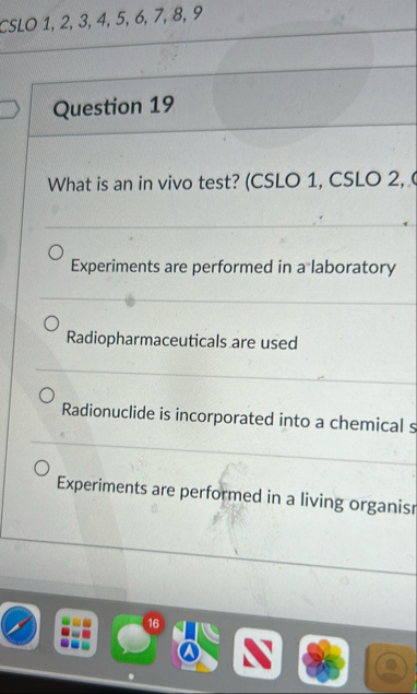 Solved CSLO 1,2,3,4,5,6,7,8,9Question 19What is an in vivo | Chegg.com