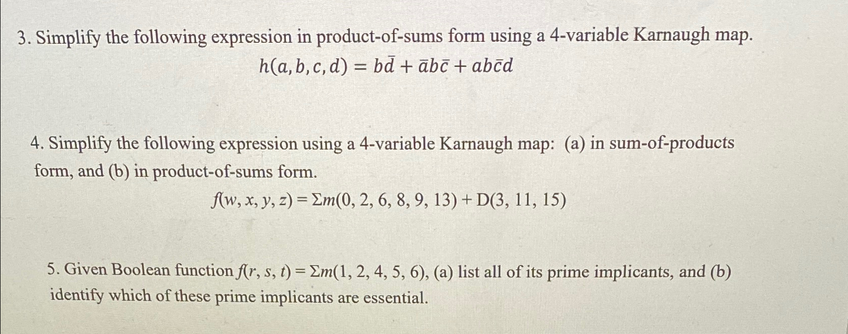 Solved Simplify the following expression in product-of-sums | Chegg.com