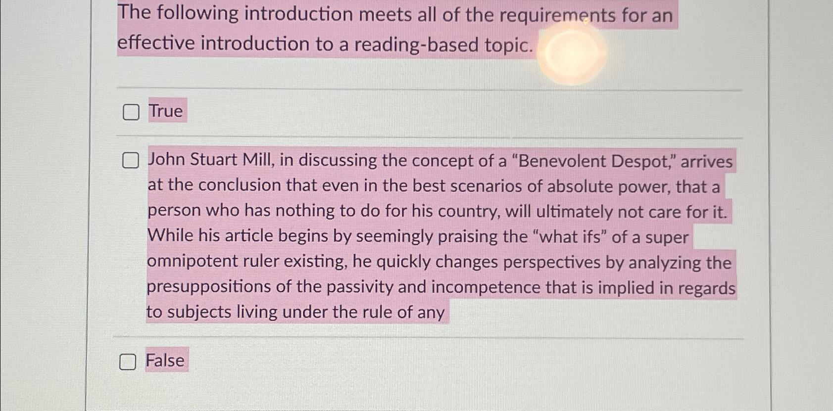 Solved The following introduction meets all of the | Chegg.com