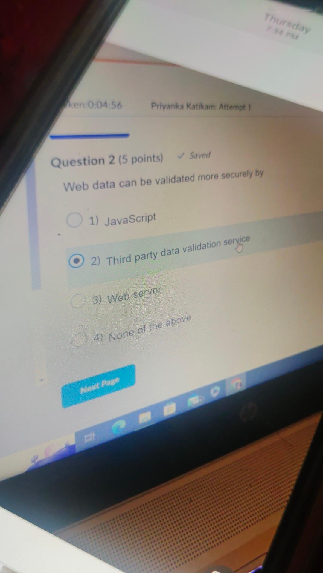 Solved Web data can be validated more securely by 1) | Chegg.com