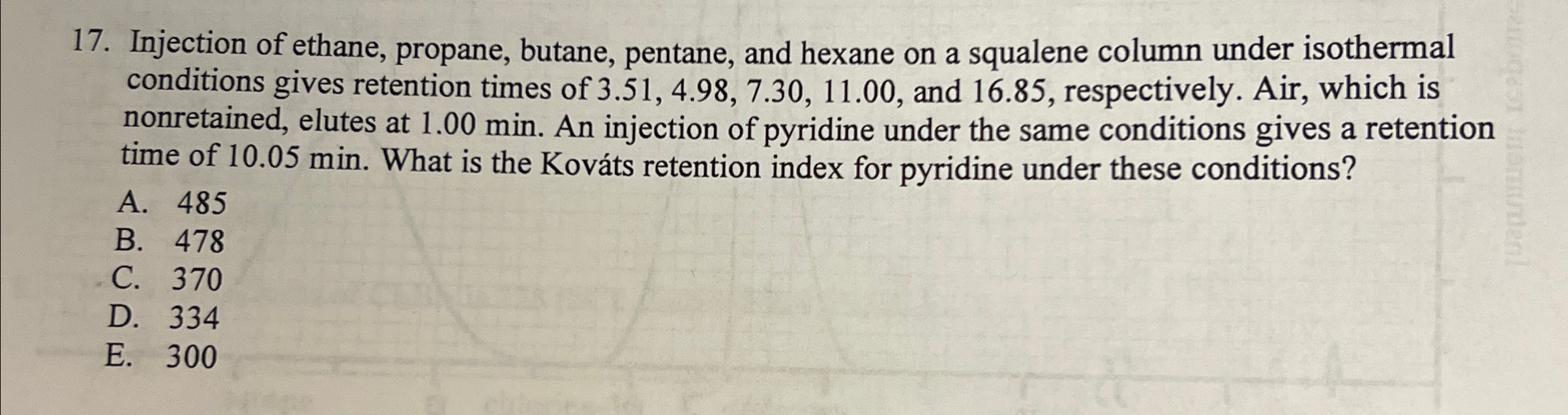 Solved Injection of ethane, propane, butane, pentane, and | Chegg.com