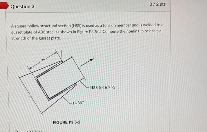 Solved A square hollow structural section (HSS) is used as a | Chegg.com