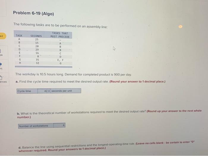 Solved Problem 6-19 (Algo) The following tasks are to be | Chegg.com