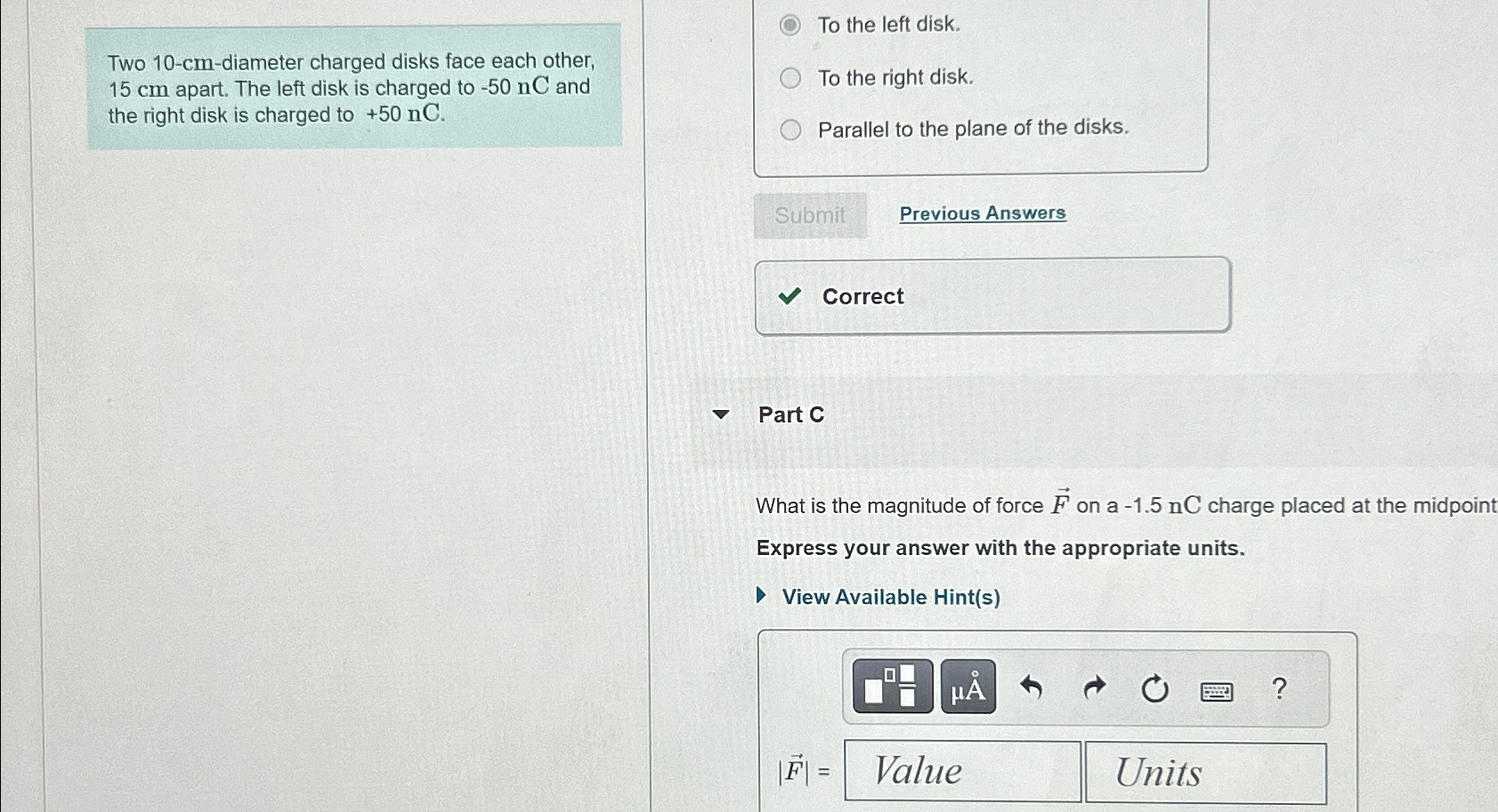 Solved Two 10 -cm-diameter charged disks face each other, | Chegg.com