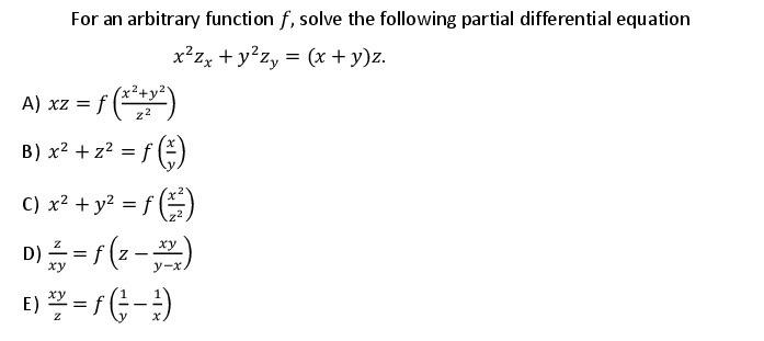 Solved For an arbitrary function f, solve the following | Chegg.com