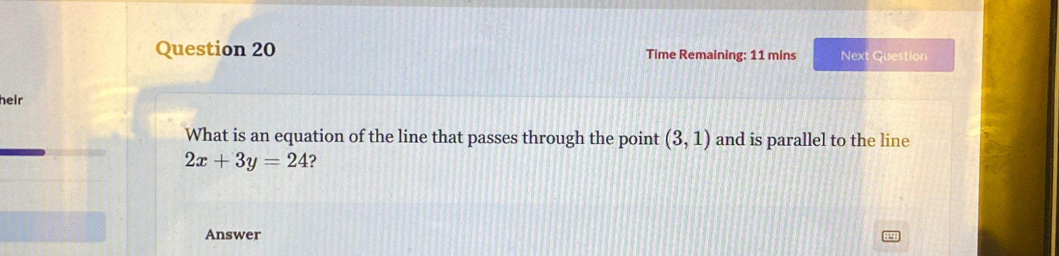 Solved Question 20Time Remaining: 11 ﻿minsWhat is an | Chegg.com