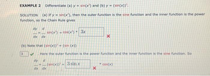 Solved EXAMPLE 2 Differentiate (a) y=sin(x3) and | Chegg.com