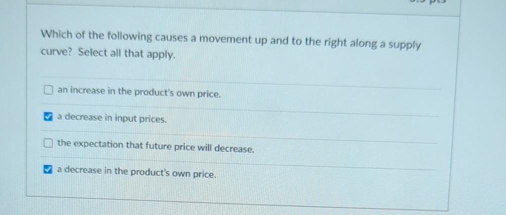 Solved Which of the following causes a movement up and to | Chegg.com