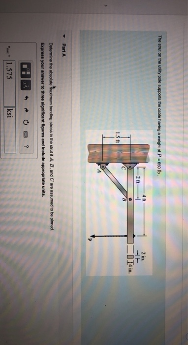 Solved The strut on the utility pole supports the cable | Chegg.com