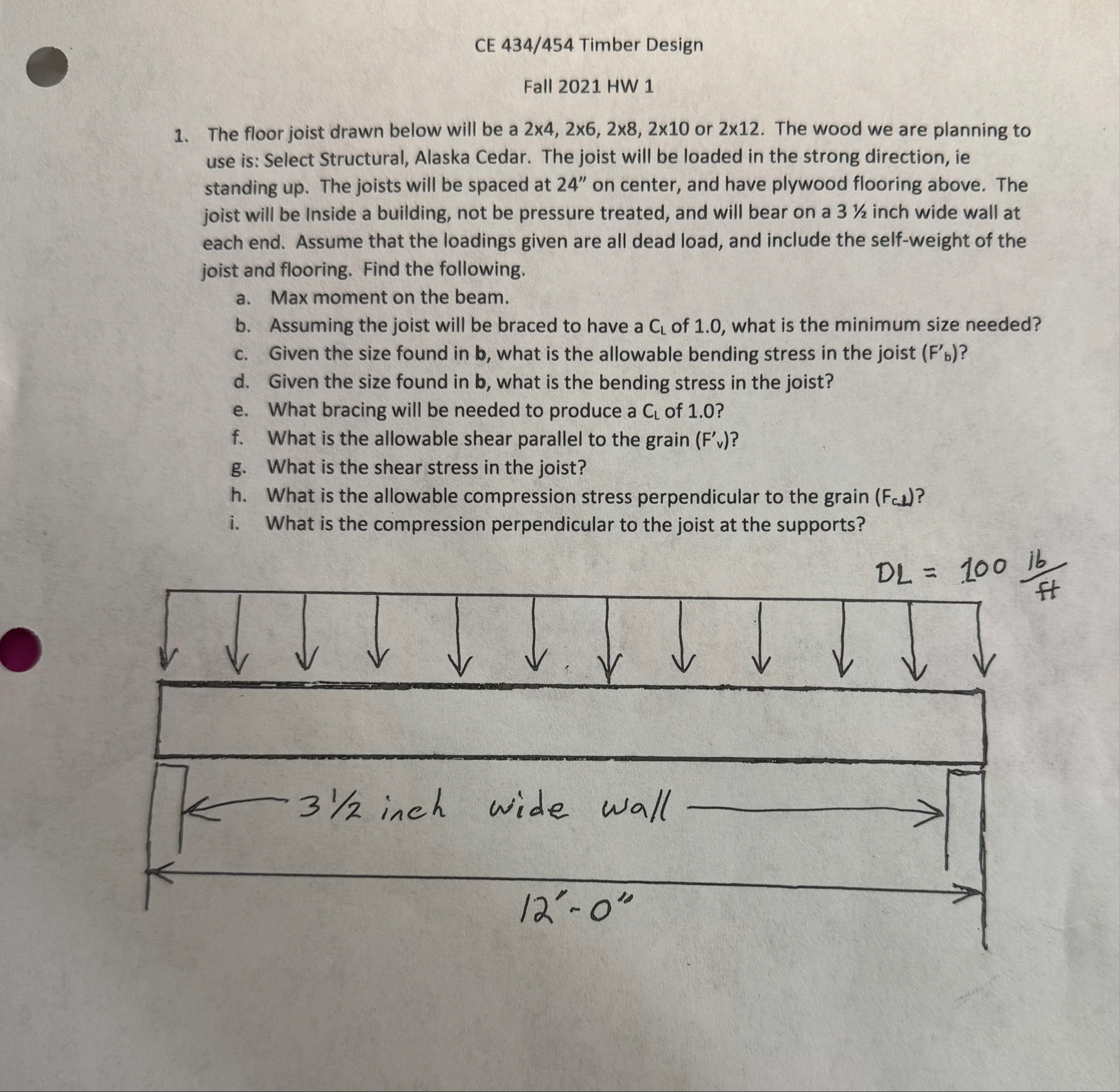Solved Use NDS 2018 ﻿edition for wood construction The floor | Chegg.com