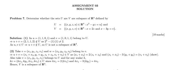 Solved for solution 1 how did they find u as (1,1,0,1) and v | Chegg.com